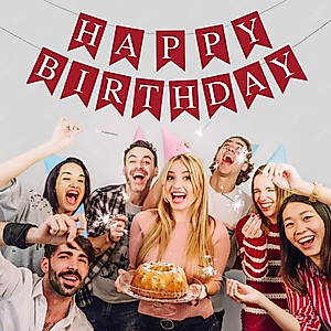 GLASNES Red Happy Birthday Banner Swallowtail Flag Happy Birthday Banner for Kids, Girls, Boys, Men, Women Party Supplies Decorations