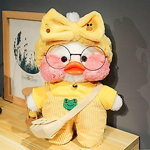 Cartoon Duck Clothes White Yellow Stuffed Duck Clothing for Plush Cotton Skirt Overalls Outfit Clothing Stuffed Animals Clothes Kawaii Plush