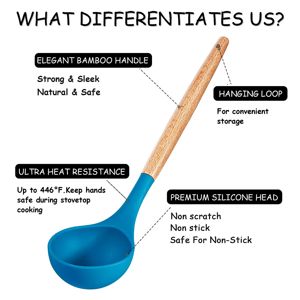 MIBOTE 17 Pcs Silicone Cooking Kitchen Utensils Set with Holder, Wooden Handles BPA Free Silicone Turner Tongs Spatula Spoon Kitchen Gadgets Utensil Set for Nonstick Cookware (Blue)