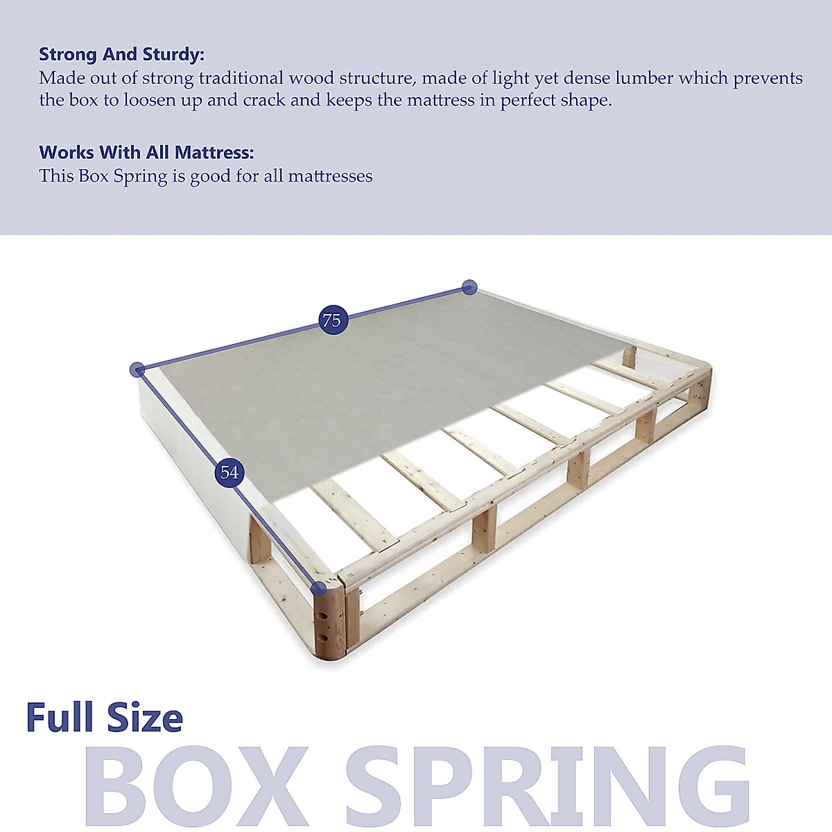 Spinal Solution 8-Inch Wood Traditional Box Spring/Foundation for Mattress, Full, 9