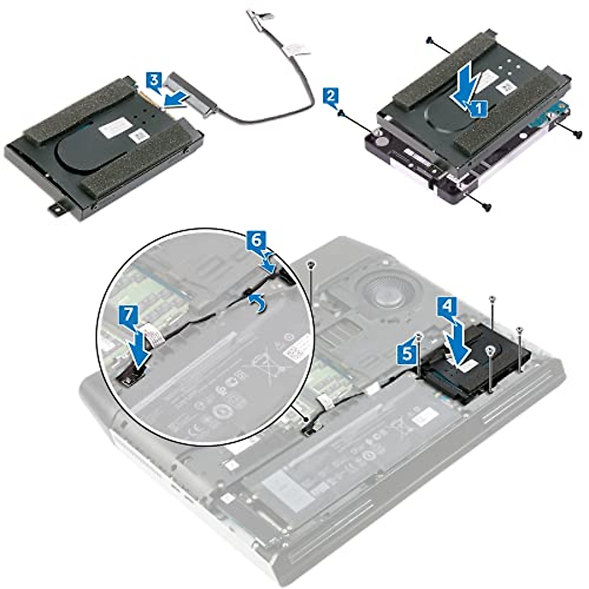 Deal4GO SATA Hard Drive Cable 2K51N 02K51N w/ 2.5" HDD Caddy Carrier 0J8J5W J8J5W Replacement for Dell Alienware Area 51M ALWA51M