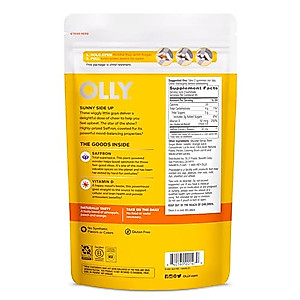 OLLY Hello Happy Gummy Worms, Mood Balance Support, Vitamin D, Saffron, Adult Chewable Supplement, Gluten Free, Tropical Zing - 90 Count