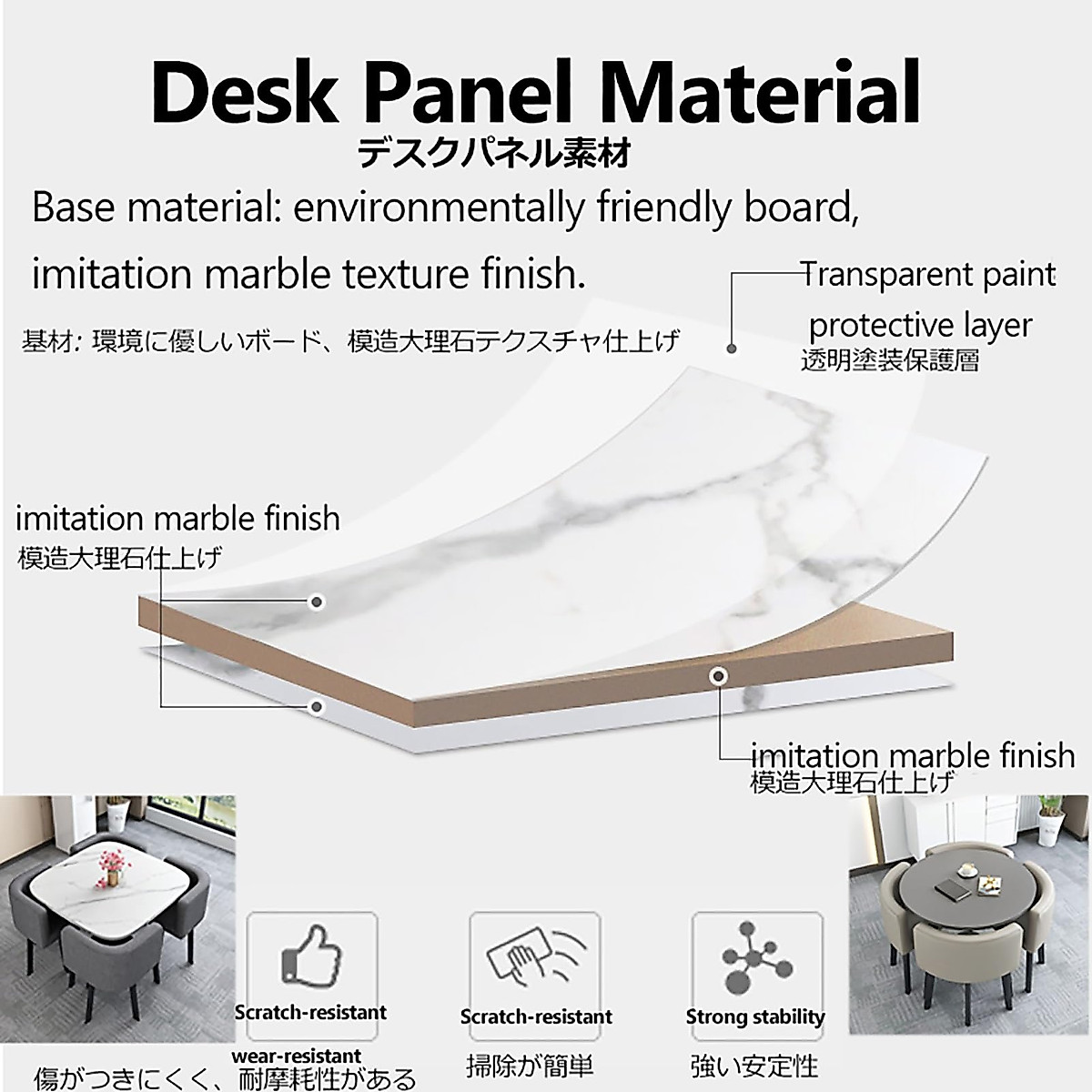 Office Reception Room Club Table and Chair Set, Space-Saving Conference Table Dining Table, Dining Table and Chair Set Office Meeting Room Reception Negotiation 1 Table 4 Chairs for Family Apartment (