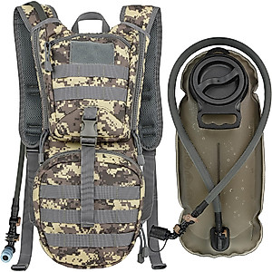 MARCHWAY Tactical Molle Hydration Pack Backpack with 3L TPU Water Bladder, Military Daypack for Cycling, Hiking, Running, Climbing, Hunting, Biking (ACU)