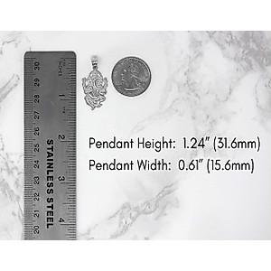 CaliRoseJewelry Sterling Silver Hindu Lord Ganesh Ganesha Elephant Hindu God of Fortune Charm Pendant Necklace, 16"