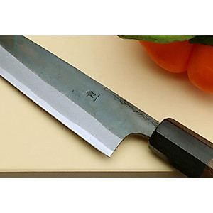Yoshihiro Mizu Yaki Blue High Carbon Steel #1 Kurouchi Petty Japanese Utility Knife Shitan Handle (6'' (150mm) & No Saya)