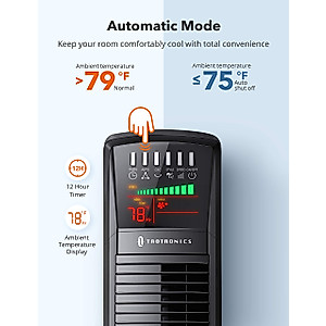 Tower Fan, 65°Oscillating Cooling Fan Powerful Floor Fan with Remote, LED Display, 9 Modes, Easy Clean, Up to 12H Timer, Bladeless Standing Fan Portable for the Whole Room Home Office