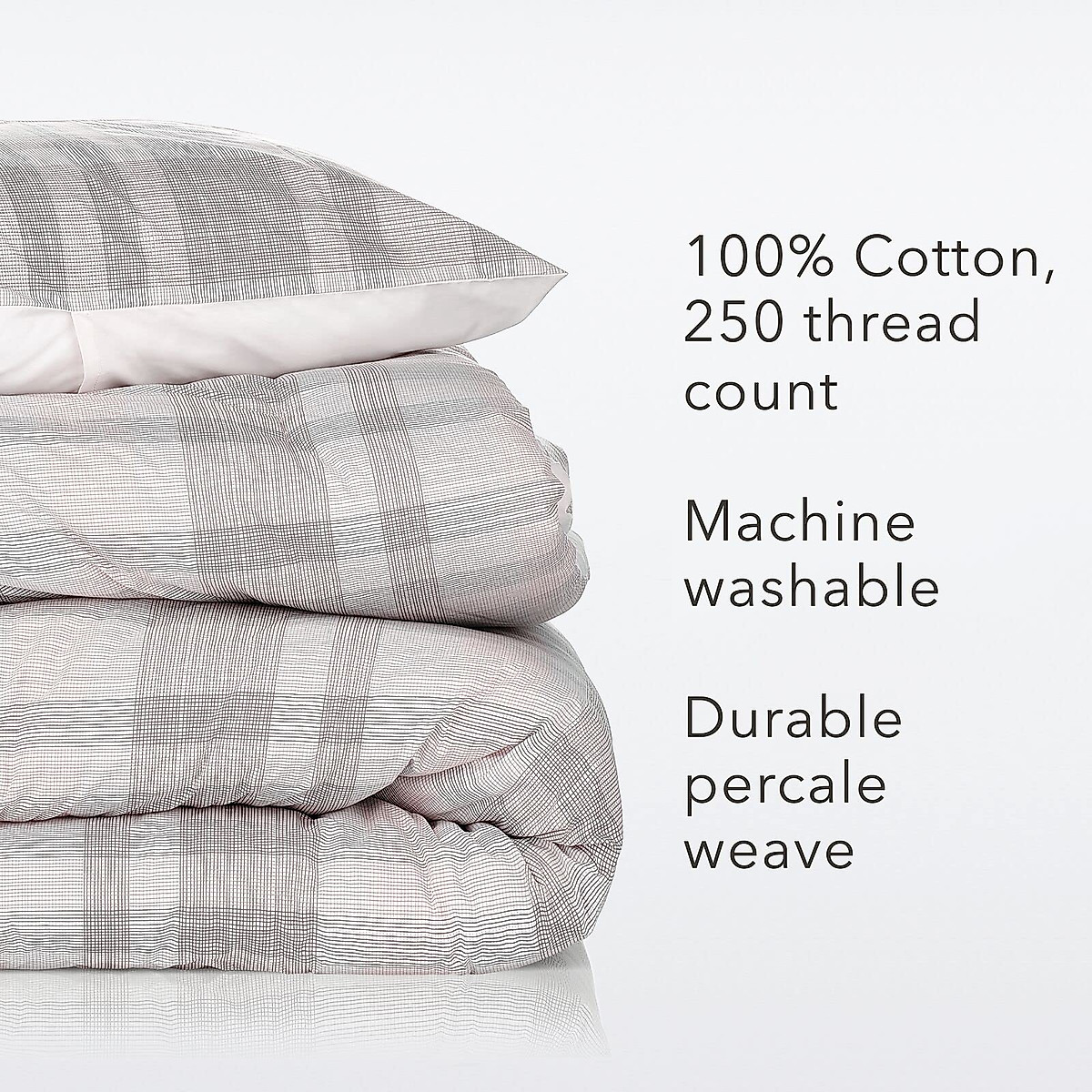 Nate Home by Nate Berkus 250TC Glen Plaid Duvet Cover Set | All-Season Cotton - Twin Size - from mDesign - 2 Piece - Includes 1 Duvet Cover, 1 Pillow Sham, Pearl Multi (Cream/Beige)