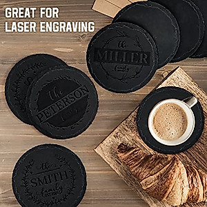 13 Pieces Slate Drink Coasters, GOH DODD 4 Inch Black Stone Coasters Bulk Cup Coaster Set with Anti-Scratch Bottom for Bar Kitchen Home Apartment, Round