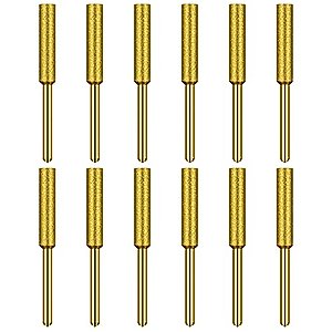 12 Pack Diamond Chainsaw Sharpener Burr Files 1/8" Shank, 3/16 Inch Replacement Sharpening Stones, Titanium Plated Sharpening Wheels Polishing Grinding Tool Grinding Bits (3/16 Inch/ 4.8 mm)