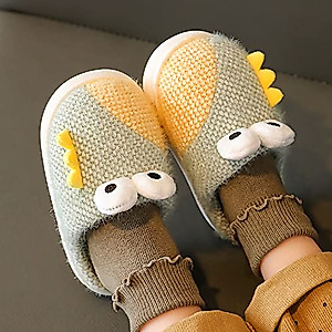 Kids Dinosaur Slippers for Girls Boys Slippers Comfy House Slippers Bedroom Home Slippers Winter Warm Indoor Shoes Slippers Toddler Size 9 (Green, 32/33（230）)