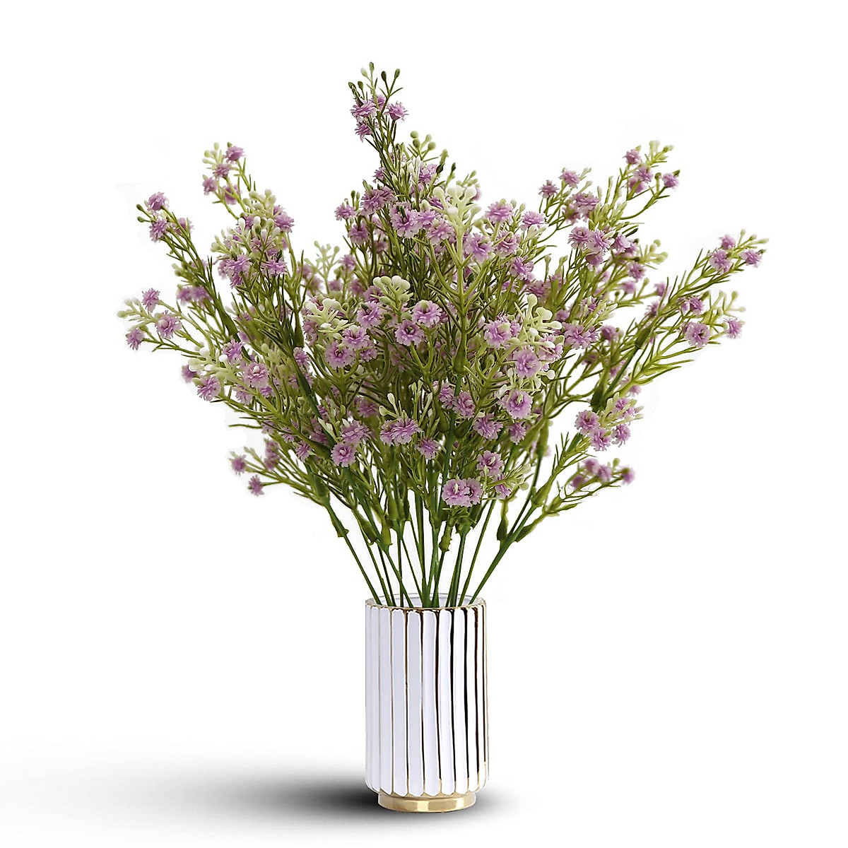 Babys Breath Artificial Flowers Bulk, 13.8 Inch 4 Pack Fake Gypsophila Artificial Flowers, Faux Flowers in Vase for Wedding Home Party Garden DIY Decoration (Purple)