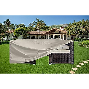 Garden Balsam Waterproof Rectangular Patio Table and Chair Cover Beige 108" L X 82" D X 28" H Outdoor General Purpose Furniture Covers Patio Furniture Set Cover