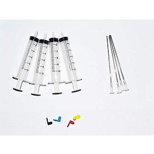 By Double2house, 4 x 10ml Syringe with Blunt 4" Long Needle to Glue Craft, Refill Ink Cartridge and CISS Systems