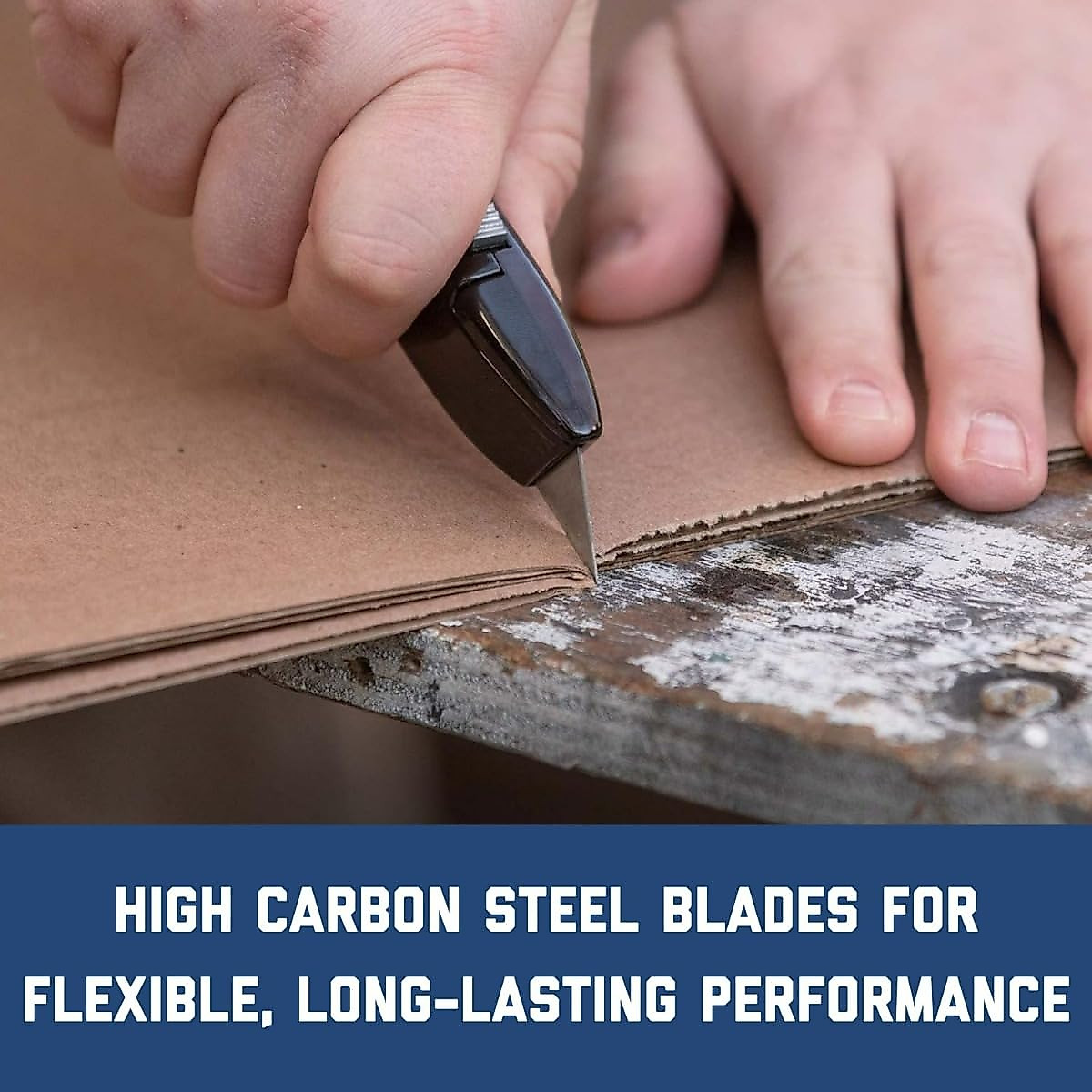 AccuTec Pro 2-Notch Utility Knife Blades with Dispenser - Precision Made with High Carbon Steel for Extra Durability - 50 Pack - APBL-8022