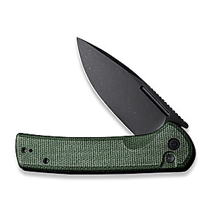 CIVIVI Pocket Knife for EDC, Conspirator Button Lock Folding Knife 3.48" Nitro-V Blade, Green Micarta Handle C21006-2