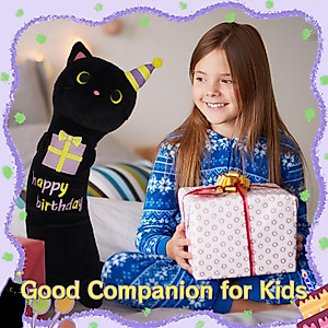 JEROKUMI Long Cat Plush Pillow, 24inch Cute Birthday Plush Black Cat Plush, Birthday Stuffed Animal,Long Cat Plushie Soft Cat Hugging Pillow for Kids, Boys and Girls Birthday Gift