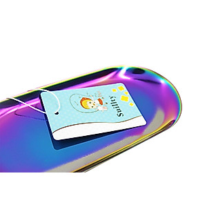 Stainless Steel Towel Tray Storage Tray Dish Plate Tea Tray Fruit Trays Cosmetics Jewelry Organizer Oval Tray （Rainbow）