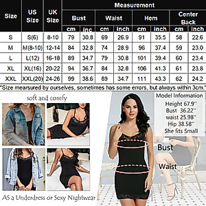 Avidlove Women's Chemise Nightgown Sleepwear Lace Lounge Dress Spin Slip, Large, Black