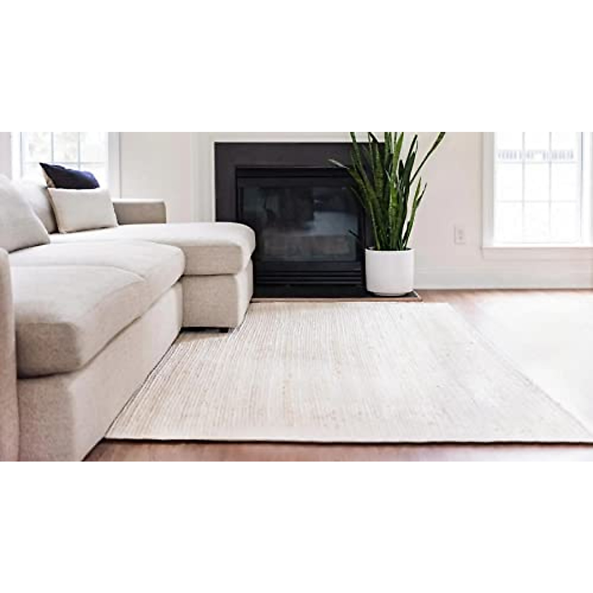 Avgari Creation RUG Jute Natural Hand Braided Rug Rectangle White Handmade Natural Fiber Area Carpet Kitchen, Hallway Rugs For Living-90x150 CM