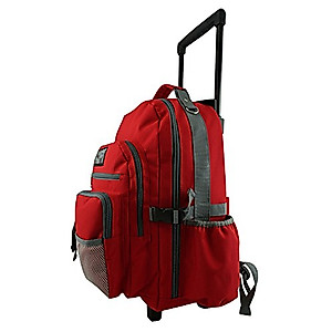 K-Cliffs Heavy Duty Rolling Backpack School Bookbag with Wheels Deluxe Wheeled Daypack