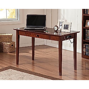 AFI, AH12114, Shaker Desk with Drawer and Charging Station, Walnut