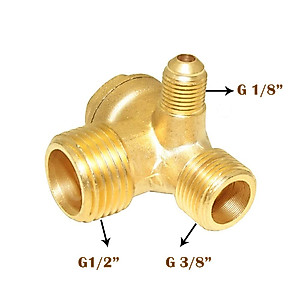 Joywayus 3-Way Brass Male Threaded Air Compressor Check Valve Central Pneumatic G1/2"xG3/8"xG1/8"