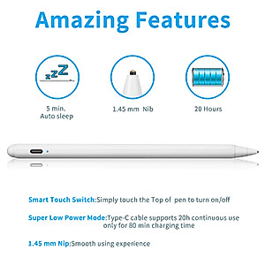 Active Stylus Pen for Lenovo Duet Convertible 2-in-1 Chromebook 11.6",Type-C Charge High Precision with Fine Tip Universal Stylus Pens Compatible with Lenovo Duet Chromebook,Good for Drawing,White