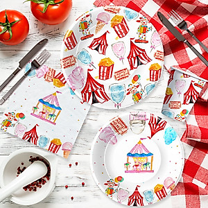HIPVVILD Circus Theme Party Decorations Tableware, Carnival Party Supplies, Plate, Cup, Napkin, Tablecloth, Cutlery, Straw, Circus Carnival Theme Party Decorations For Birthday Baby Shower | Serve 24