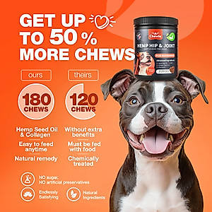 Glucosamine for Dogs - Joint Supplement for Dogs - Glucosamine Chondroitin Dog Chews with MSM - Dog Hip and Joint Supplement - Hemp Hip and Joint Chews for Dogs - Mobility, Skin & Coat Health Treats