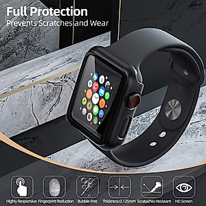 PZOZ Compatible for Apple Watch Series 3 / Series 2 Case with Screen Protector 38mm Accessories Slim Guard Thin Bumper Full Coverage Matte Hard Cover Defense Edge for iWatch Women Men GPS (Black)
