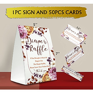 Diaper Raffle Sign,Diaper Raffle Baby Shower Game Kit (1 Standing Sign + 50 Guessing Cards),Baby Showers Decorations,Card for Baby Shower Game to Bring a Pack of Diapers-N07