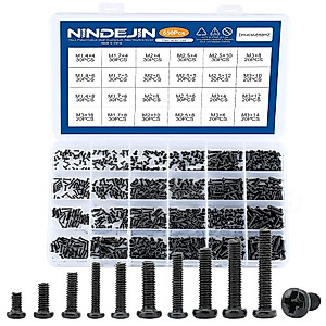 NINDEJIN Computer Laptop Notebook Screws Kit Phillips Flat + Round Pan Head Miniature Screws Set for Toshiba Gateway Samsung HP IBM Dell Sony Acer Asus SSD Hard Disk SATA