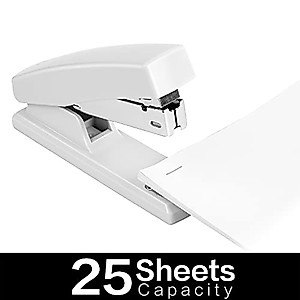 Deli Stapler, Desktop Staplers with 640 Staples, Office Stapler, 25 Sheet Capacity, White