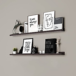 JOLLYMER Floating Shelves for Wall Collage, Picture Ledge Shelves, 48-inch, Set of 2, Espresso