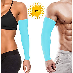 BUBBLELIME UV Sun Protection Cooling Arm Sleeves for Men Women UPF 50 Compression Sleeves - BLUE X-Large