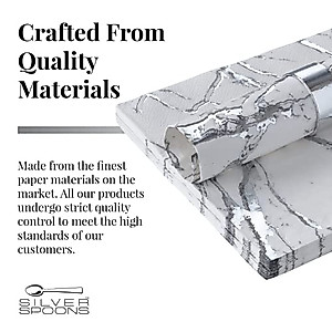 Elegant Marble Cocktail Napkins, Pack Includes 18 Wedding Napkins, Party Napkins Disposable Perfect For Dessert, Classic Dinner Napkins For Upscale Events, Christmas Napkins For Holiday Meals, Silver