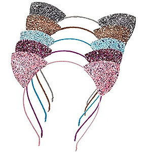 LIRILA Cat Ears Headbands, Shiny Headbands Cute Ears Makeup of Party Decoration/Daily Wearing for Women and Girls, Pack of 5