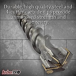 ArcherPRO 1-1/2” x 21" Inch SDS Max Drill Bit for Fast Concrete and Rock Drilling. SDS Max Rotary Hammer Drill bits with Carbide tip for Concrete and Stone. Perfect for use with Dexpan.