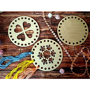 Basket bottom 6 inch 15 cm small Ornament. Wooden Cross Stitch Yarn Holder organizer base