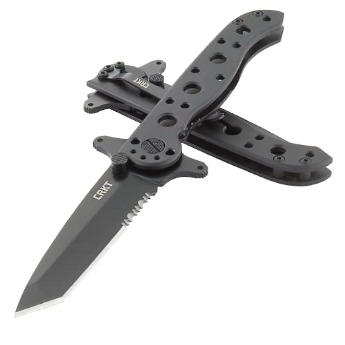 CRKT M16-10KSF EDC Folding Pocket Knife: Special Forces Everyday Carry, Black Serrated Edge Blade, Tanto, Frame Lock, Dual Hilt, Stainless Steel Handle, Reversible Pocket Clip