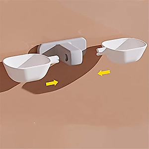 KBIKO-zxl defdong Hangable Bowl cat Bowl Fixed Food Bowl Sucker cat Food Bowl Hanging pet Bowl Anti-overturning Wall-Mounted Double Bowl（2PCS Sucker）, White