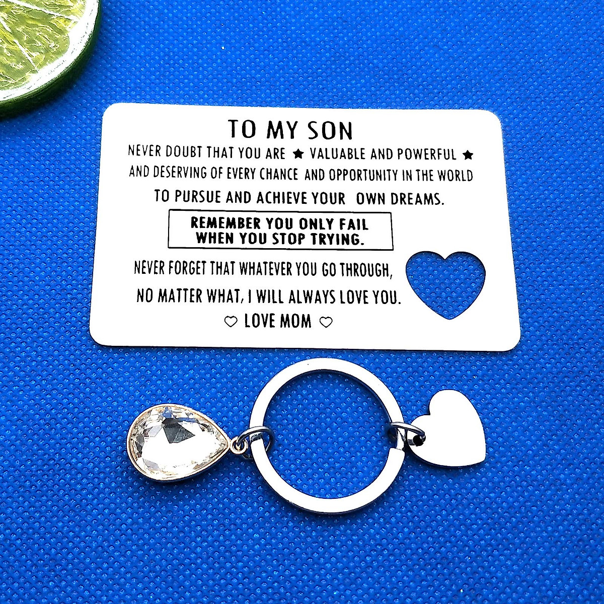 Engraved Wallet Insert Card for Son from Mom, Inspirational Gifts for Son, Son Wallet Card Gifts, Stainless Steel Son Birthday Card, Graduation Gifts Christmas Deployment Gifts for Son