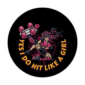 Yes I Do Hit Like a Girl Roller Derby Women Girls PopSockets Swappable PopGrip