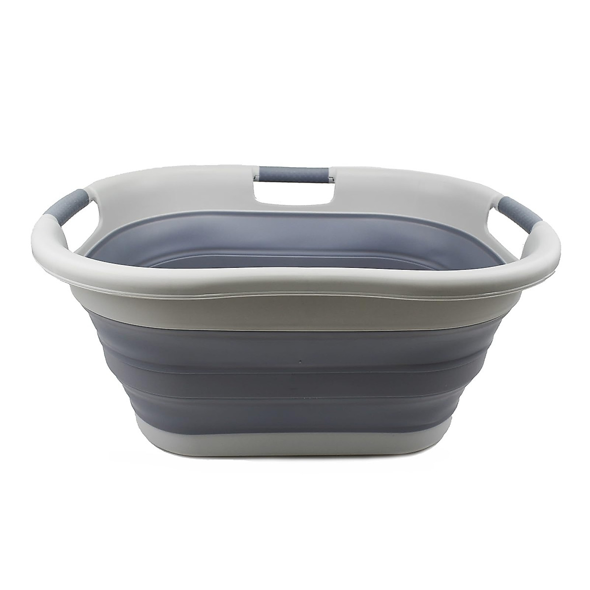 SAMMART 40L (10.5 gallons) Collapsible Plastic Laundry Washing Tub - Foldable Pop Up Laundry Basket/Hamper - Portable Washing Tub - Pop Up Saving (Grey/Dark Grey)