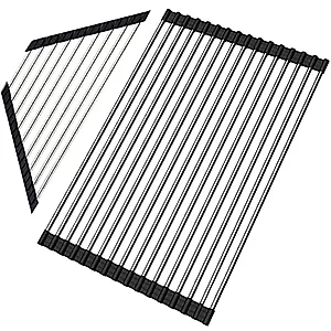 Corner Sink Drying Rack Roll up Dish Drying Dry Rack with Utensil Holder Over The Sink Multipurpose Foldable 304 Stainless Steel Drainer for Kitchen Sink Counter Triangle Drain Combination Packages