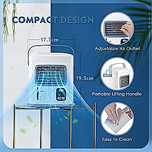 Quiet Evaporative Air Cooling Cooler - 3 in 1 Mini Air Conditioner Cooling Fan, 12H Timer 500ML Water Tank, Adjustable Angles w/2 Speeds, Ideal for Desk Table Home Room Bedroom Office Dorm