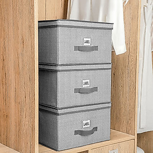 Gbdilo Storage Bin for Shelves, Fabric Closet Organizer Shelf Cube Box with Handle Home Office Storage Baskets, Medium, Gray, 3-Pack (39L)
