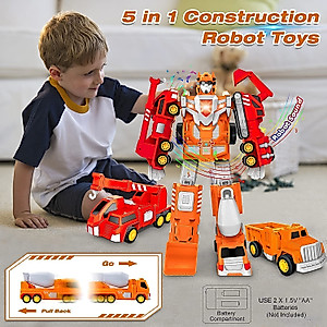 Nicmore Toddler Toys Transport Car for Boys Bundle with Construction Toys Truck Transform into Robot Toys for 3 4 5 6 Year Old Boys Girls Kids Toys Vehicles Christmas Birthday Gifts for Boys Girls