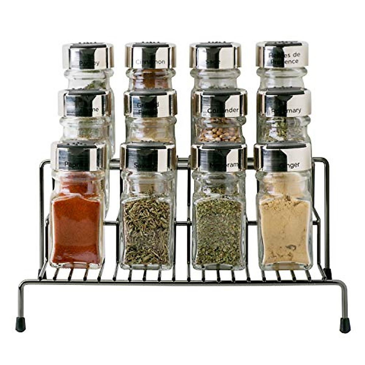 Kitchen Details 3 Tier Free Standing Spice Rack Organizer Shelf | Counter Top | Pantry Kitchen Cabinet | Onyx